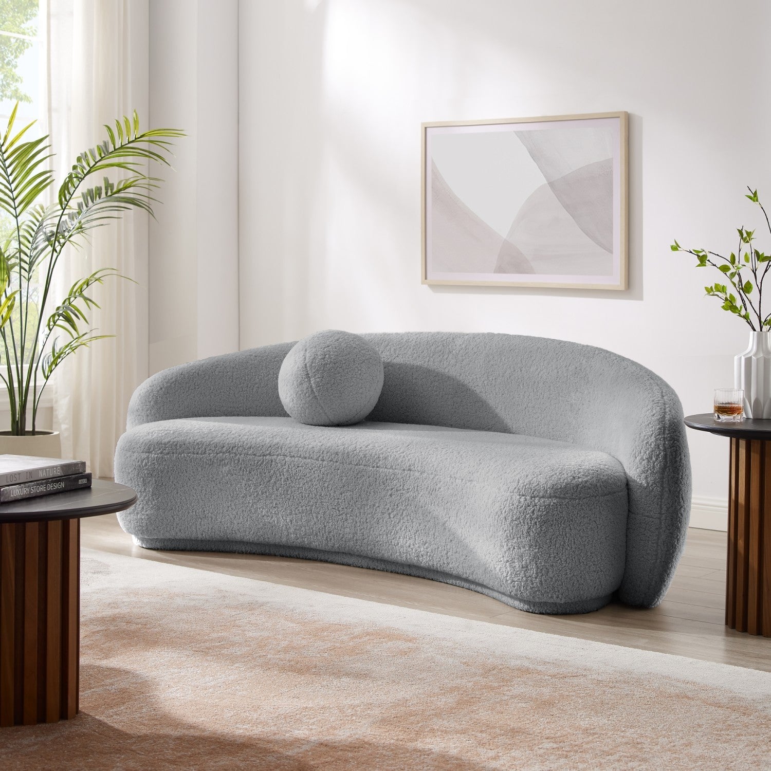 Maren Modern Sofa Upholstered, rounded design with sloped sweeping arms ...