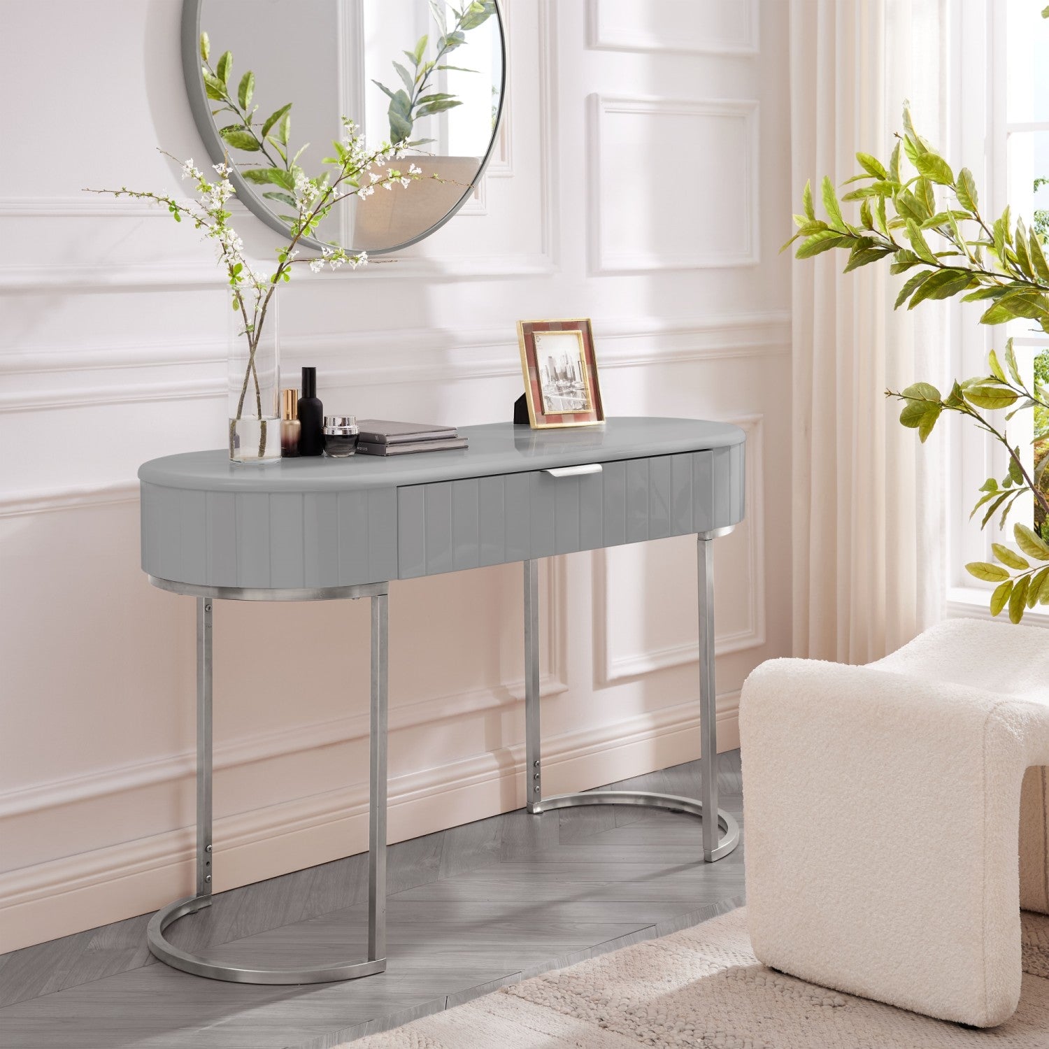 Mordechai Modern Vanity Table curved silhouette and ridged design 1 ...