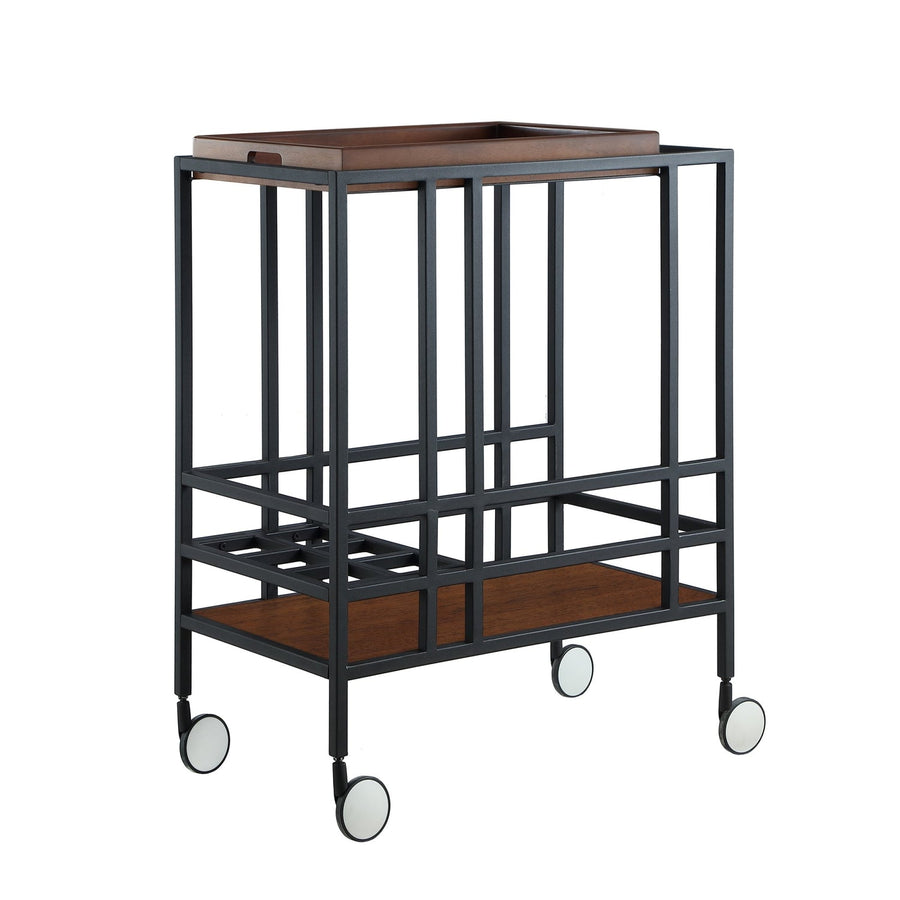 Ron Modern Bar Cart Removable Serving Tray Wine Bottle and Stemware ...