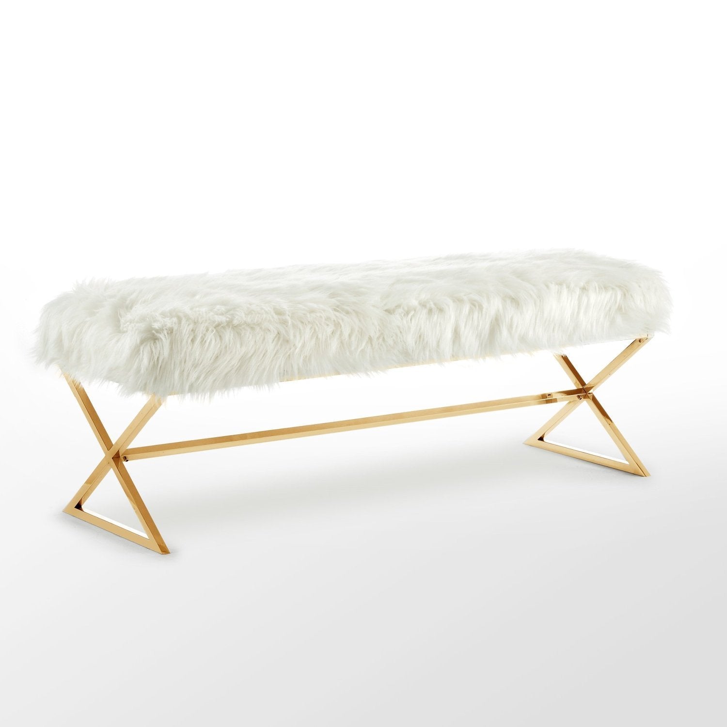 Aurora Contemporary Bench X-Leg Gold Base for Bedroom – Inspired Home