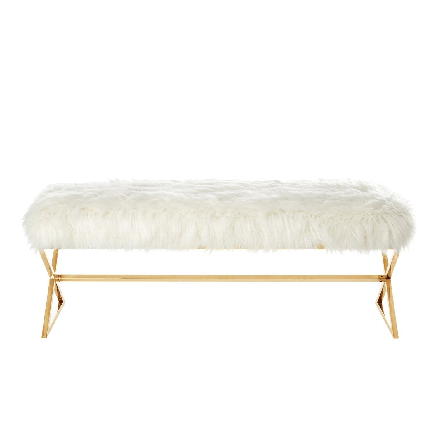 Aurora Contemporary Bench X-Leg Gold Base for Bedroom – Inspired Home