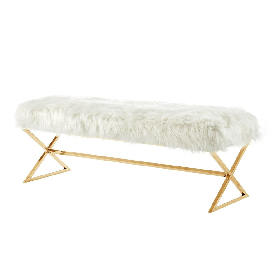 Aurora Contemporary Bench X-Leg Gold Base for Bedroom – Inspired Home