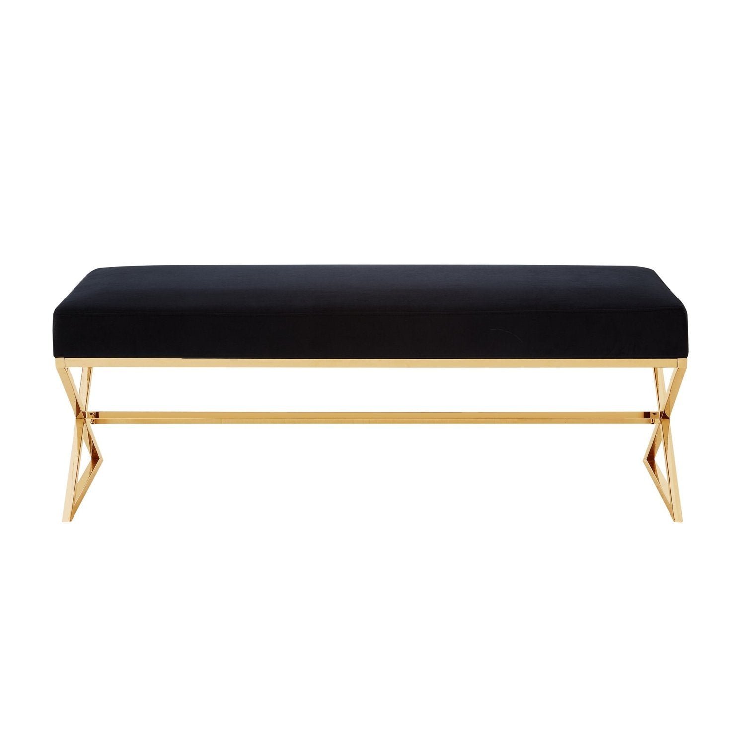Aurora Contemporary Bench X-Leg Gold Base for Bedroom – Inspired Home