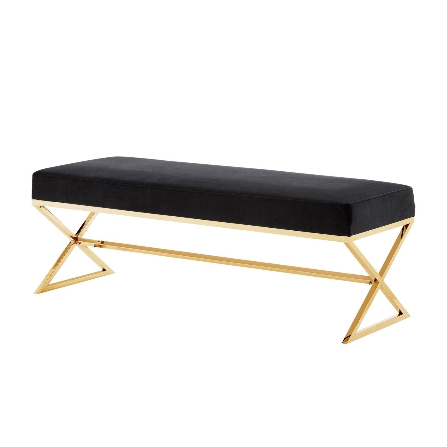 Aurora Contemporary Bench X-Leg Gold Base for Bedroom – Inspired Home