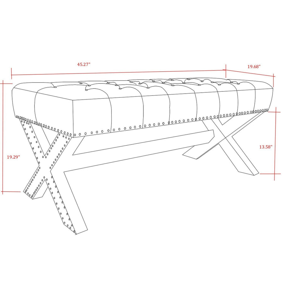 Louis Contemporary Bench Button Tufted Silver Nailhead Trim for Bedroom ...