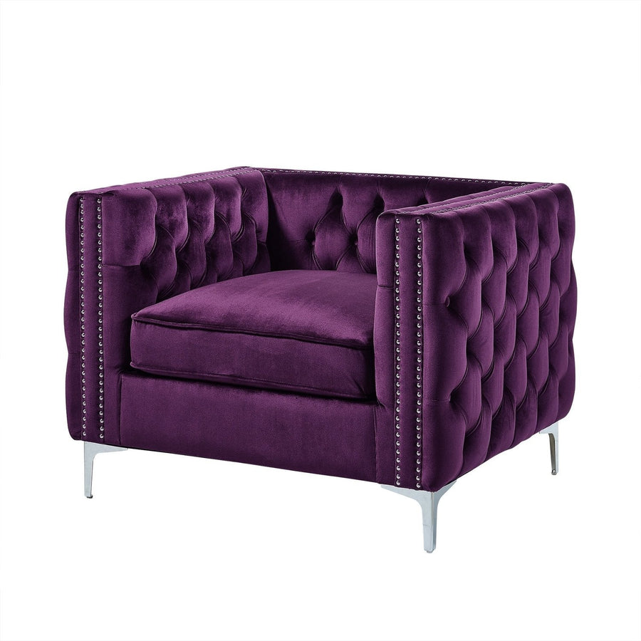 Giovanni Traditional Club Chair Silver Nailhead Trim Button Tufted for ...