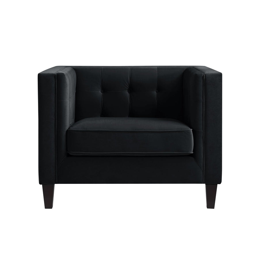 Traditional Club Chair Button Tufted Square Espresso Finish Tapered Leg ...