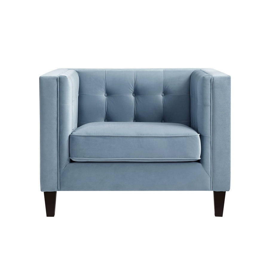 Traditional Club Chair Button Tufted Square Espresso Finish Tapered Leg ...