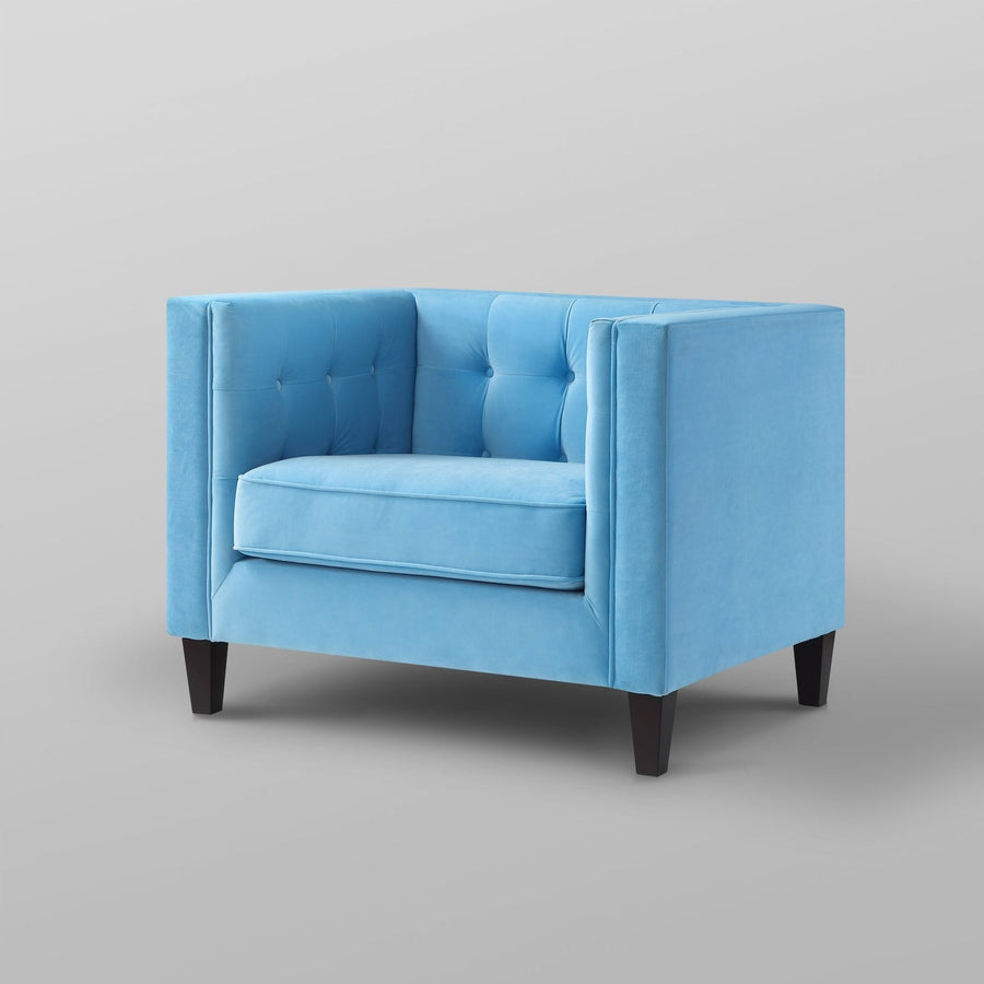 Traditional Club Chair Button Tufted Square Espresso Finish Tapered Leg ...