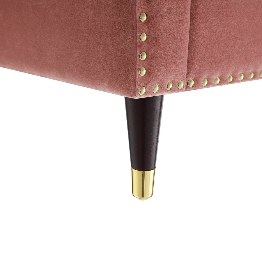 Modern Club Chair Line Stitch Tufted Gold Nailhead Trim and Tapered ...