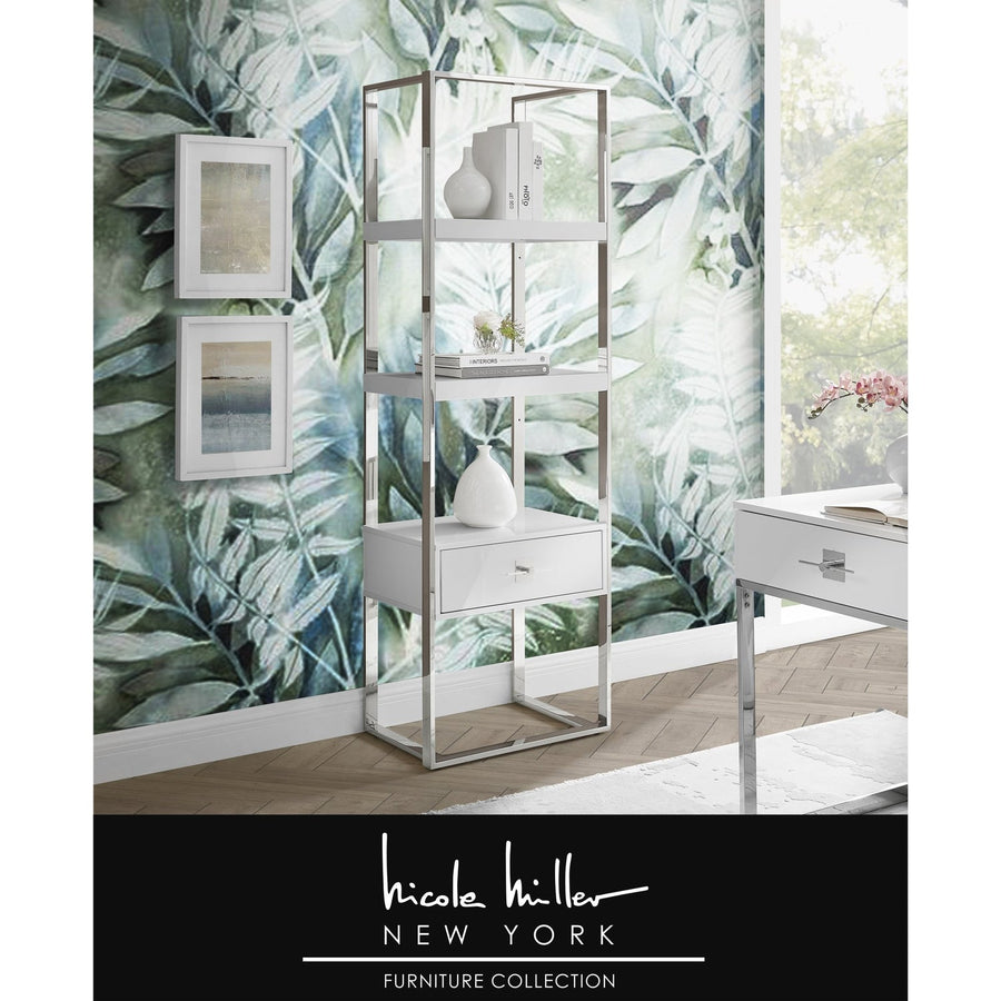 Mandisa Modern Bookshelf 1 Drawer 3 Shelves Hight Gloss Lacquer Finish ...