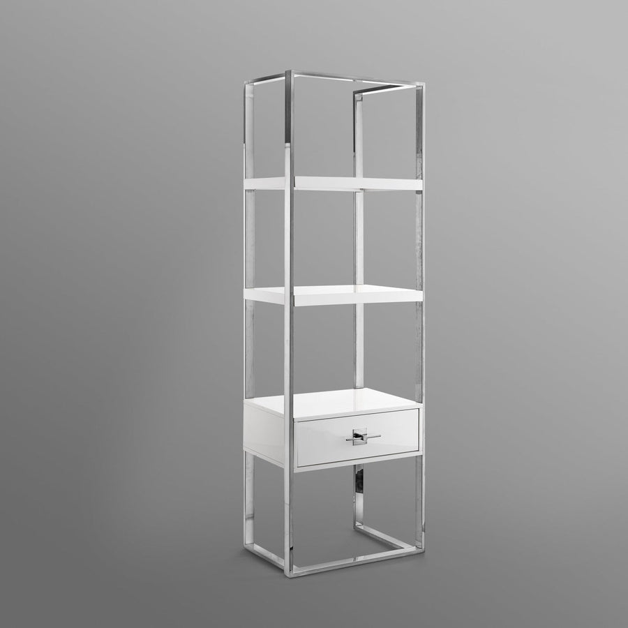 Mandisa Modern Bookshelf 1 Drawer 3 Shelves Hight Gloss Lacquer Finish ...