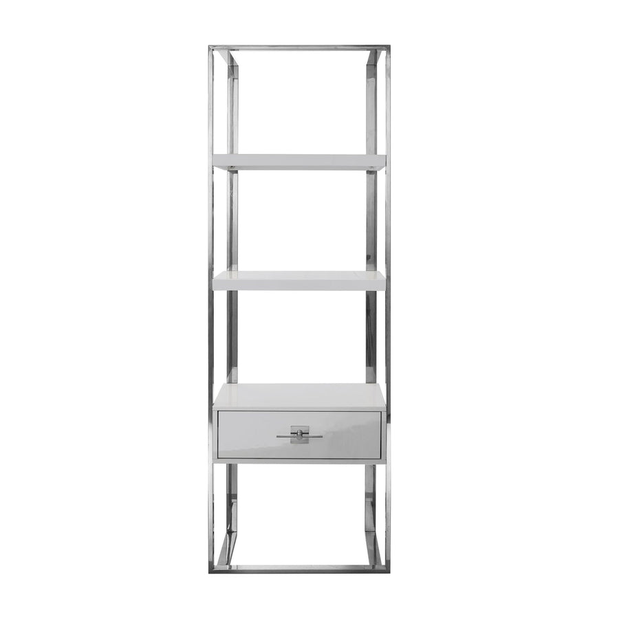 Mandisa Modern Bookshelf 1 Drawer 3 Shelves Hight Gloss Lacquer Finish ...