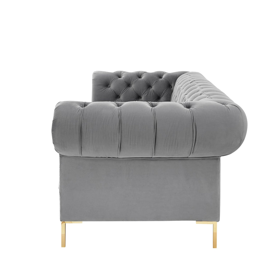 Carolyn Modern Sofa Button Tufted Gold Nailhead Trim, Sinuous Springs ...