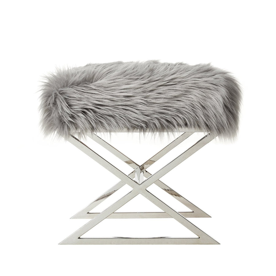 Aurora Contemporary Ottoman X-Leg Gold Base for Bedroom – Inspired Home