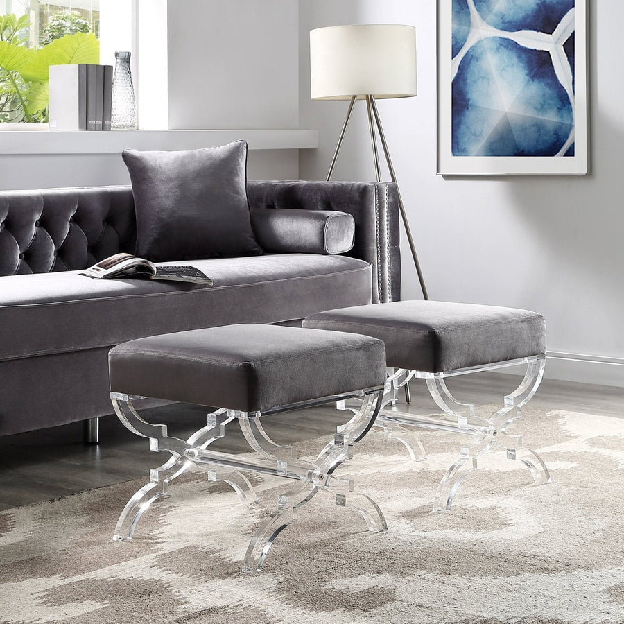 Giselle Contemporary Ottoman Acrylic X-Leg for Bedroom – Inspired Home