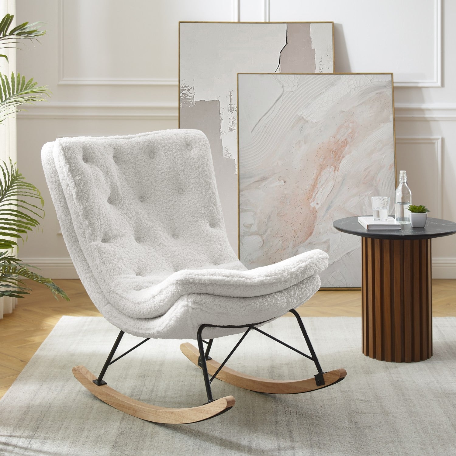 Selene Modern Rocking Chair Upholstered Button Tufted for Living Room ...
