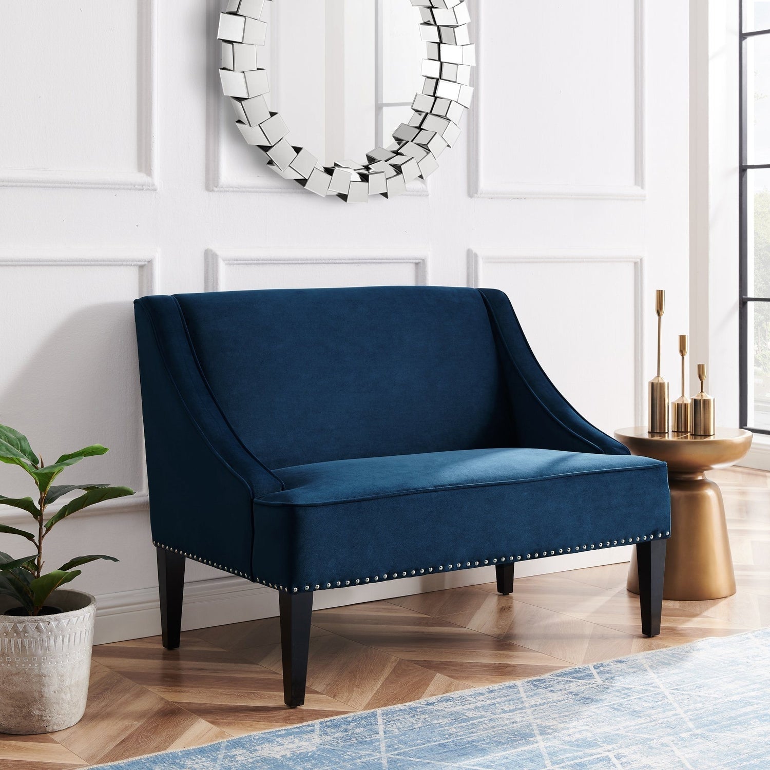 Rosalie Modern Bench Upholstered Swoop Arm for Entryway – Inspired Home
