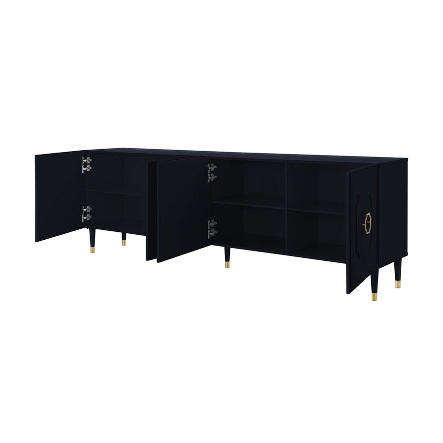 Belen Modern Sideboard 4 Doors Brushed Finish Gold Handle and Leg Tip ...