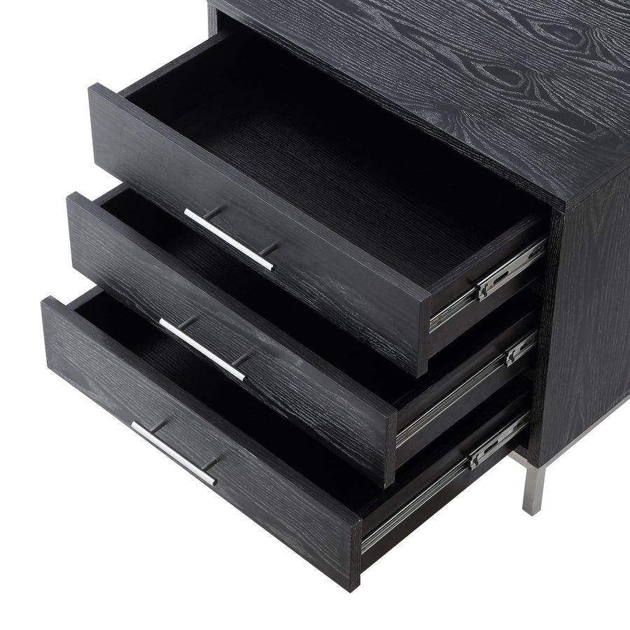 Lance Modern Side Table 3 Drawers T-Bar Handle in Chrome for Bedroom ...