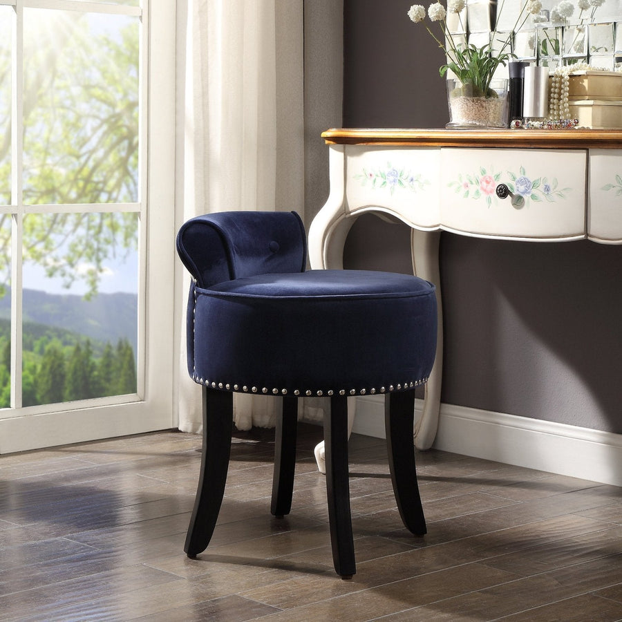 Taylor Modern Vanity Stool Nailhead Trim Rolled Back for Bedroom ...