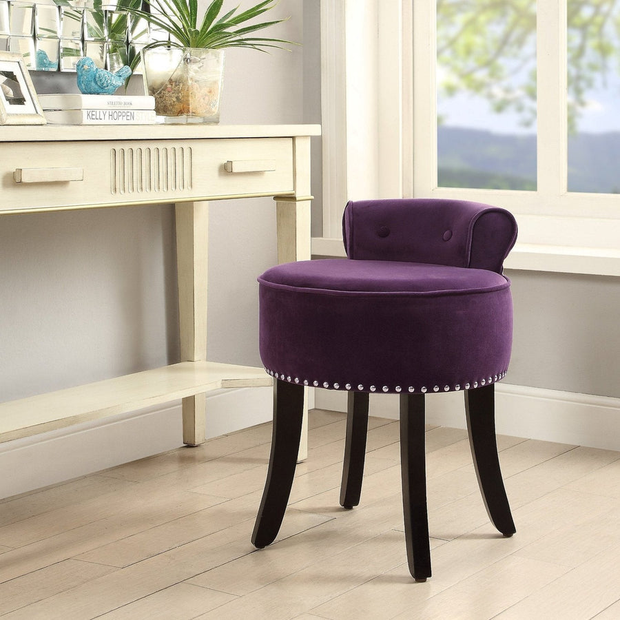 Taylor Modern Vanity Stool Nailhead Trim Rolled Back for Bedroom ...
