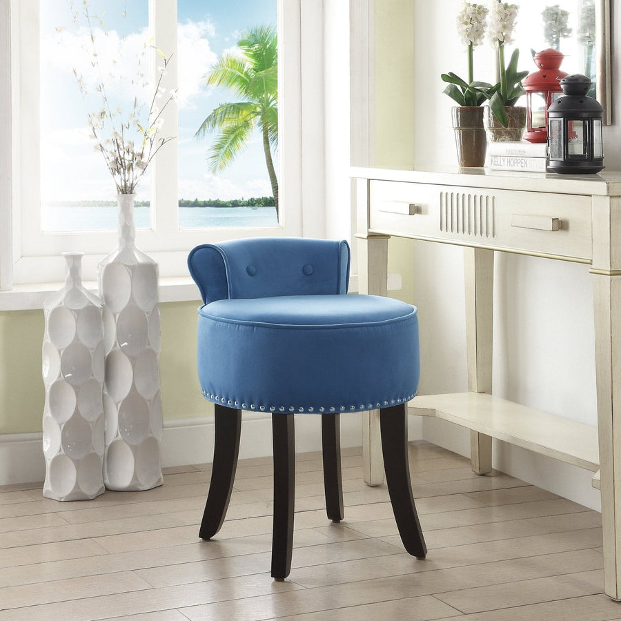 Taylor Modern Vanity Stool Nailhead Trim Rolled Back for Bedroom ...