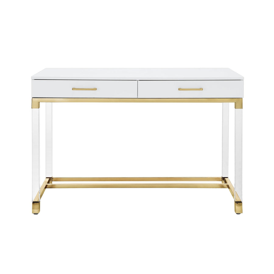 Cassandra Modern Desk High Gloss Finish Acrylic Leg, Stainless Steel ...