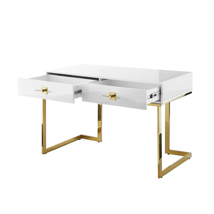 Mandisa Modern Desk 2 Drawers Hight Gloss Lacquer Finish for Office ...