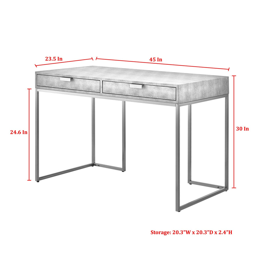 Abdiel Modern Desk 2 Drawers Brushed Chrome Base and Handles for Office ...